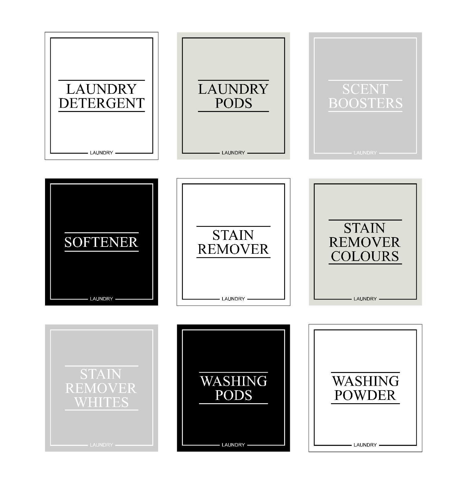 Minimal Waterproof LAUNDRY Labels Minimalistic White Vinyl Label Stickers