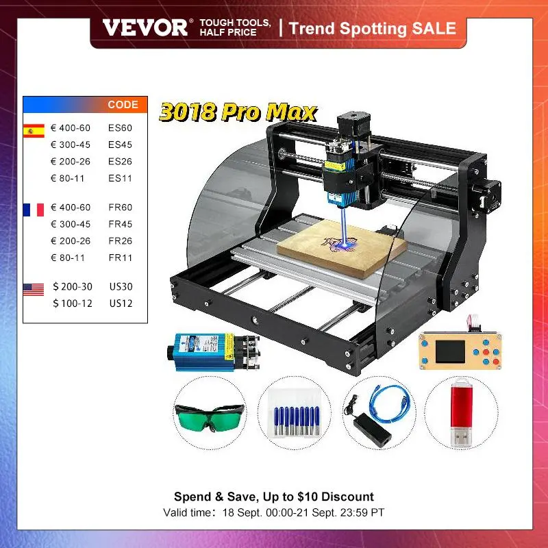 VEVOR CNC 3018 PRO MAX Router lazer oyma makinesi 3 eksen PCB PVC DIY ...