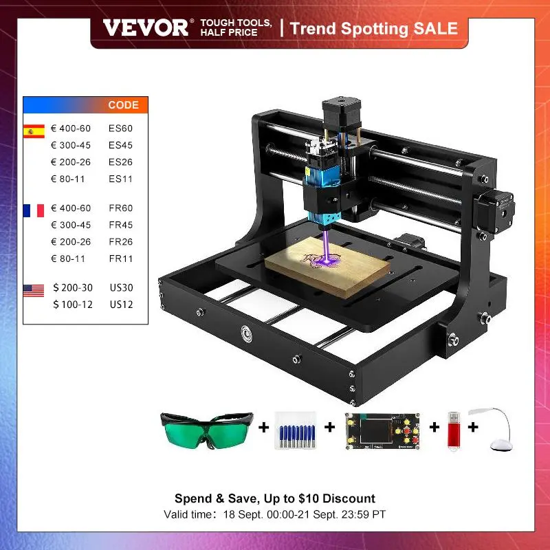 VEVOR CNC 3020 Router lazer oyma makinesi kiti w/ 5500mw lazer gravür ...
