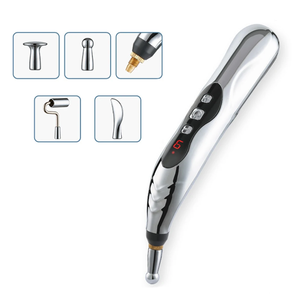 USB şarj edilebilir akupunktur kalem 5/3 kafa lazer meridyen enerji ...